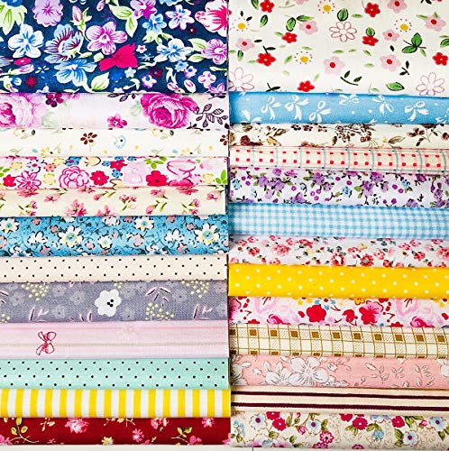Quilting Fabric, Misscrafts Cotton Craft Fabric Bundle Squares Patchwork Pre-Cut Quilt Squares for DIY Sewing Scrapbooking Quilting Dot Pattern (50PCS 20X20cm)
