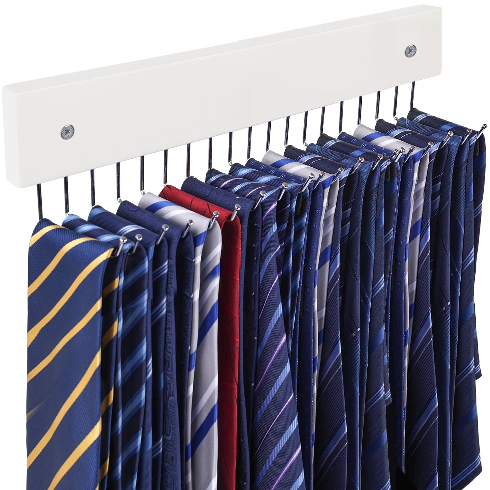 HAKDAY Tie Hanger Wall Mounted, 360°Rotating Tie Rack Belt Organizer Max 20 Storage for Belt,Ties,Purse,Scarves,Tank Top,Hats,Medals