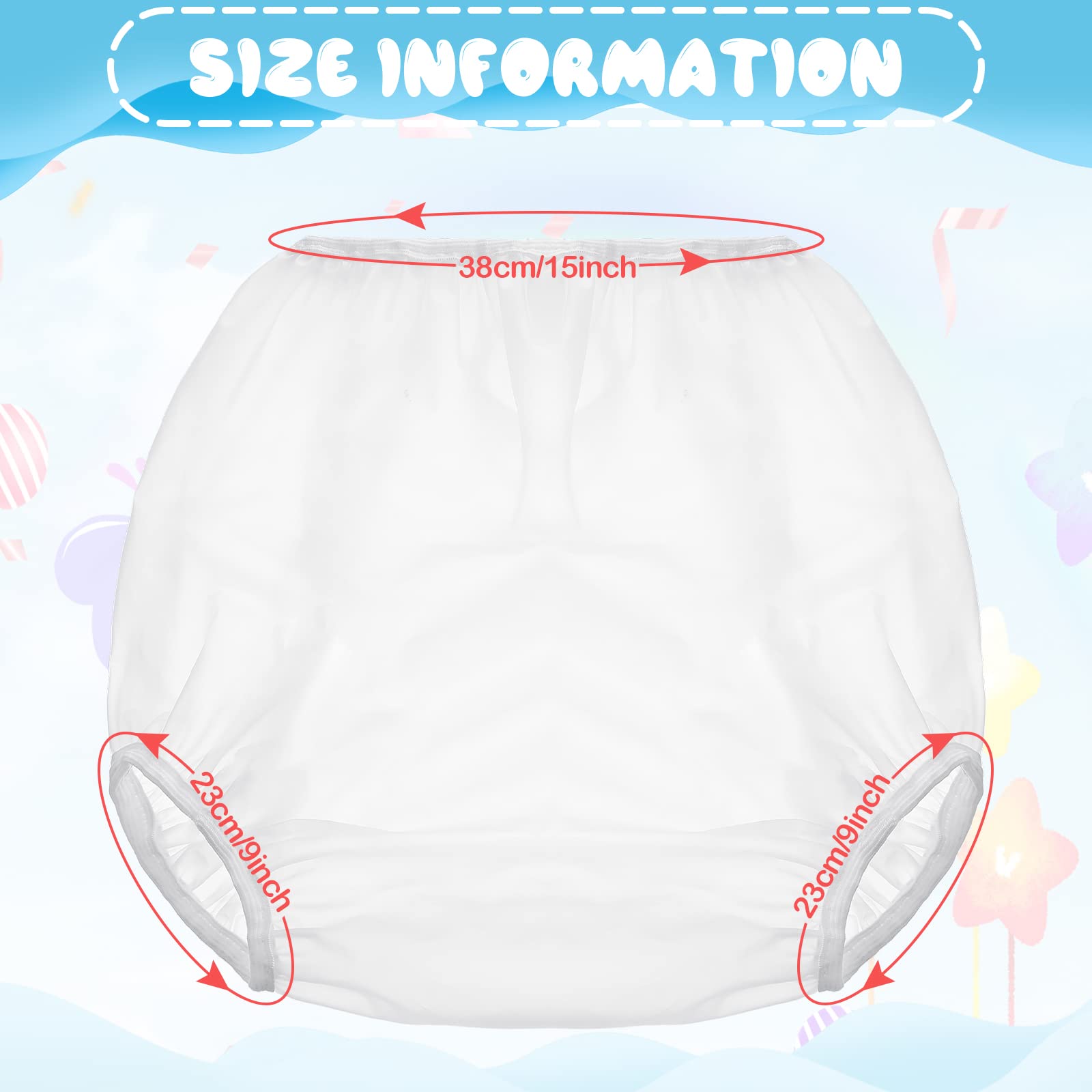 Funtery 8 Count Plastic Diaper Covers for Babies Toddlers Waterproof Training Pants Unisex Plastic Underwear Covers for Boys Girls Potty Training Newborn Swim, White, 2t-3t