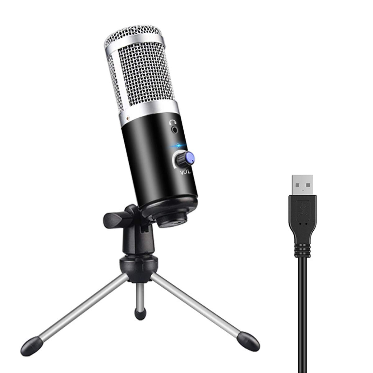 Tmtop Computer USB Microphone Laptop Condenser Recording External Microphone for Podcasting Video Chat Streaming Broadcast