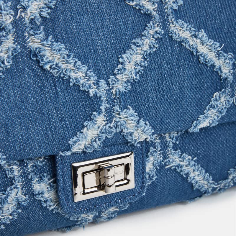 Denim Shoulder Crossbody Bags Women Handbag and purses Jeans Designer Trendy Messenger Bags Medium (Blue)