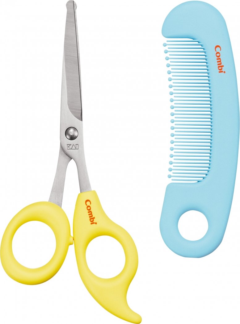 Combi Baby Label haircut shears & Kushisetto Powder yellow