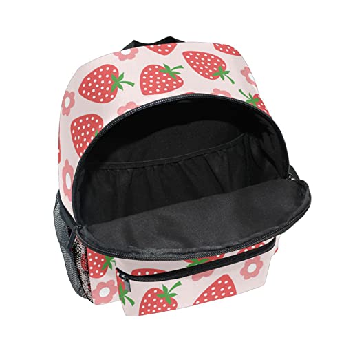 Kids Backpack for Girls Strawberry Cute Pink Toddler Bags Children Preschool Kindergarten Small Chest Strap 3-8 Years Old