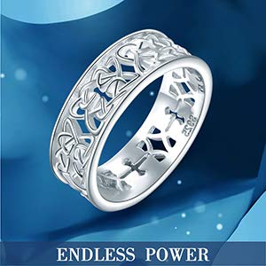 DAOCHONG Nickel-free 925 Sterling Silver Good Luck Irish Love Trinity Woven Celtic Knot Band Ring for Women, Size 9 (9)
