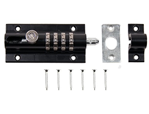 Combi-Bolt CB2000-BLK 4-Dial Combination Sliding Bolt Lock with Black Finish, Child-Proof Your Home and Secure Your Home, Easy to Install