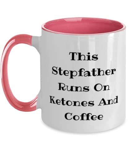 This Stepfather Runs On Ketones And Coffee Two Tone 11oz Mug, Stepfather Cup, Joke Gifts For Stepfather from Son Daughter, Funny two tone 11oz mug gift ideas, Funny two tone 11oz mug gift sets, Funny