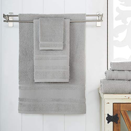 Qute Home 4-Piece Hand Towels Set, 100% Turkish Cotton Premium Quality Towels for Bathroom, Quick Dry Soft and Absorbent Turkish Towel, Set Includes 4 Hand Towels (Grey)