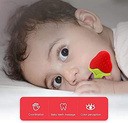 TEKSTAR Baby Teething Toys Silicone Fruit Giraffe Banana Toothbrush Teethers Freezer BPA Free, Soothe Babies Teething Relief Sore Gums for Newborn Infant and Toddler (5-Pack)