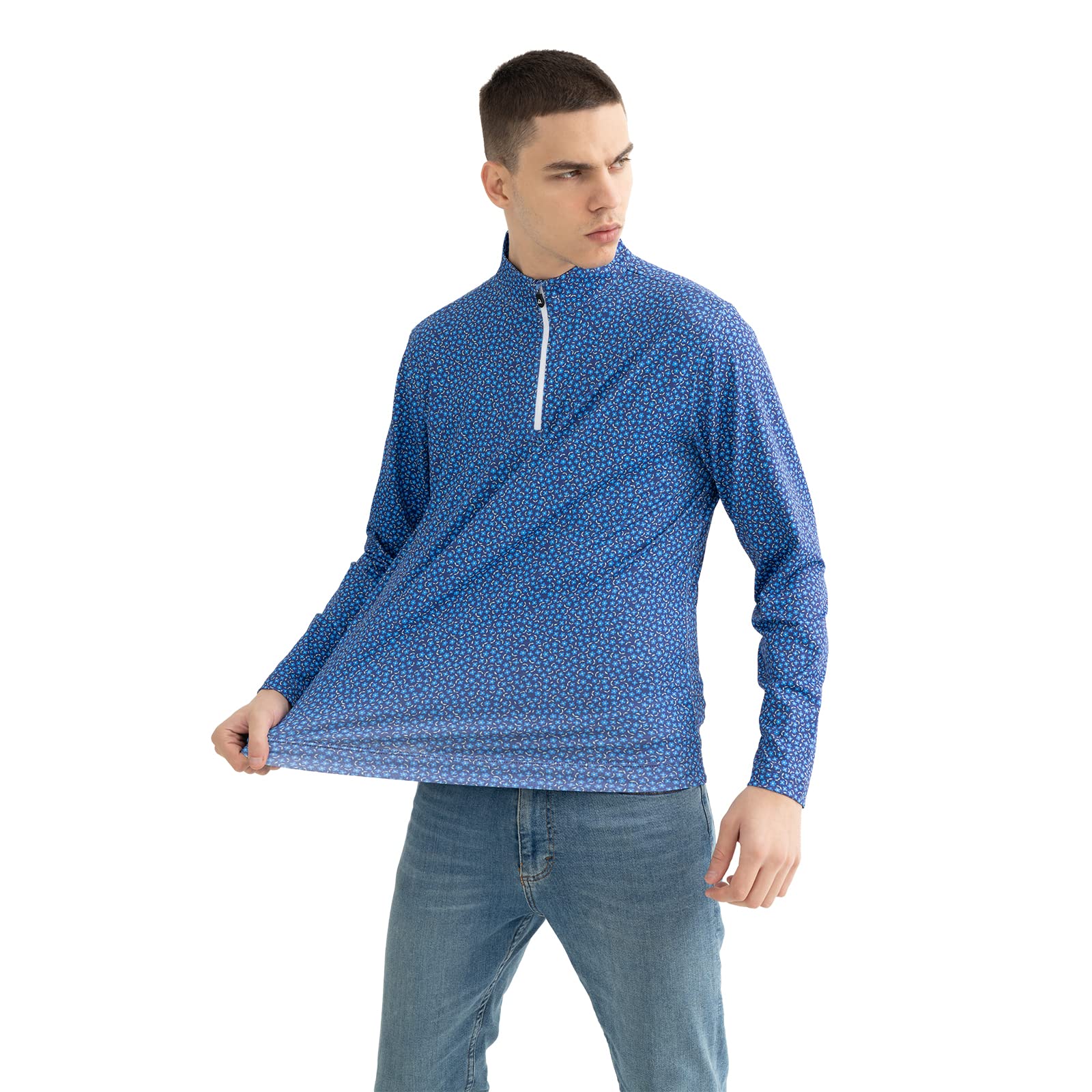 DEOLAX Mens Pullover Shirt 1/4 Zip Long Sleeve Dry Fit Pullover Sweaters Moisture Wicking Performance Golf Pullover for Men