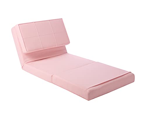 Urban Lifestyle Ultra Suede Convertible Flip Lounge and Gaming Floor Chair, Light Pink, 26D x 30W x 30H in