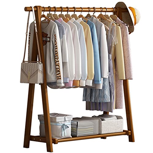 NEPHEW Coat Rack with Storage Clothes Rack with Shelves Heavy Duty Clothing Racks for Hanging Clothes Garment Rack with Shelves Free Standing Closet (Color : Brown, Size : 100 * 45 * 165cm)