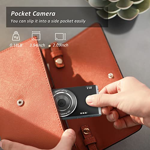 VJIANGER 4K Digital Camera 44MP Point and Shoot Camera with 16X Digital Zoom 2.4 Inch Kids Camera with 32GB SD Card Vlogging Camera for Teens Students Boys Girls Seniors(DC6-X3 Black2)