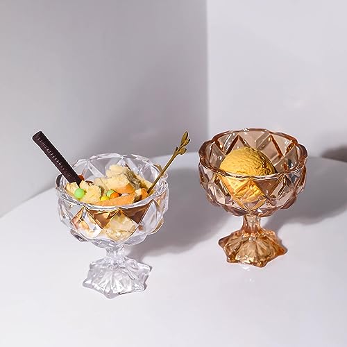 KALWEL,Dessert Cups,Trifle Bowl Glass,Dessert Bowls,Clear Glass Bowls,Clear Dessert Cups,Footed Bowl,Dessert Cups With Spoons,280ml,Suitable For Sherbet Sandwiches, Fruits, Salads, Snacks, Cocktails