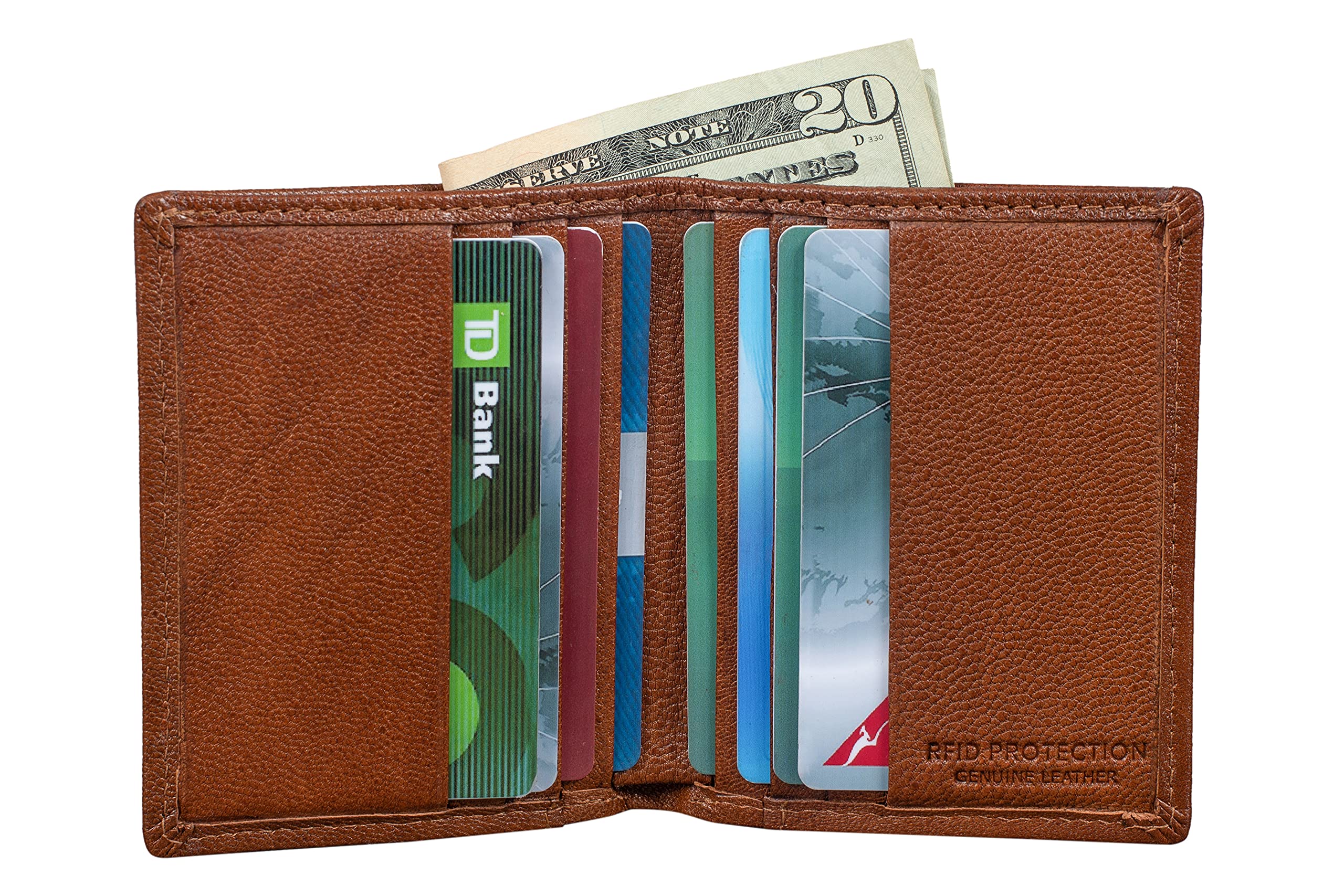 Urban Nature Tan Genuine Leather RFID Protected Slim Billfold Business Card holder Minimalist Wallet