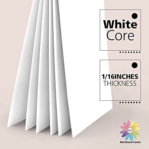 Mat Board Center, Pack of 20 8x8 Uncut Photo Mats, White Backing Boards - for Photos, Prints, Frames and More