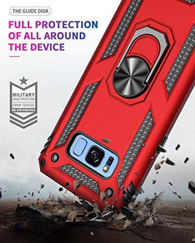 Military Grade Drop Impact for Samsung Galaxy S8 Plus Case(Galaxy S8+) 360 Metal Rotating Ring Kickstand Holder Built-in Magnetic Car Mount Armor Shockproof Case for Galaxy S8+ Phone Case (Blue)