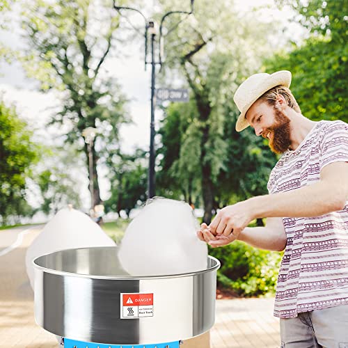 Display4top Cotton Candy Machine Commercial, Electric Cotton Candy Maker, 1080W Candy Floss Maker with Sugar Scoop and Lights Music, Perfect for Family Party Amusement Park Carnival (Blue)