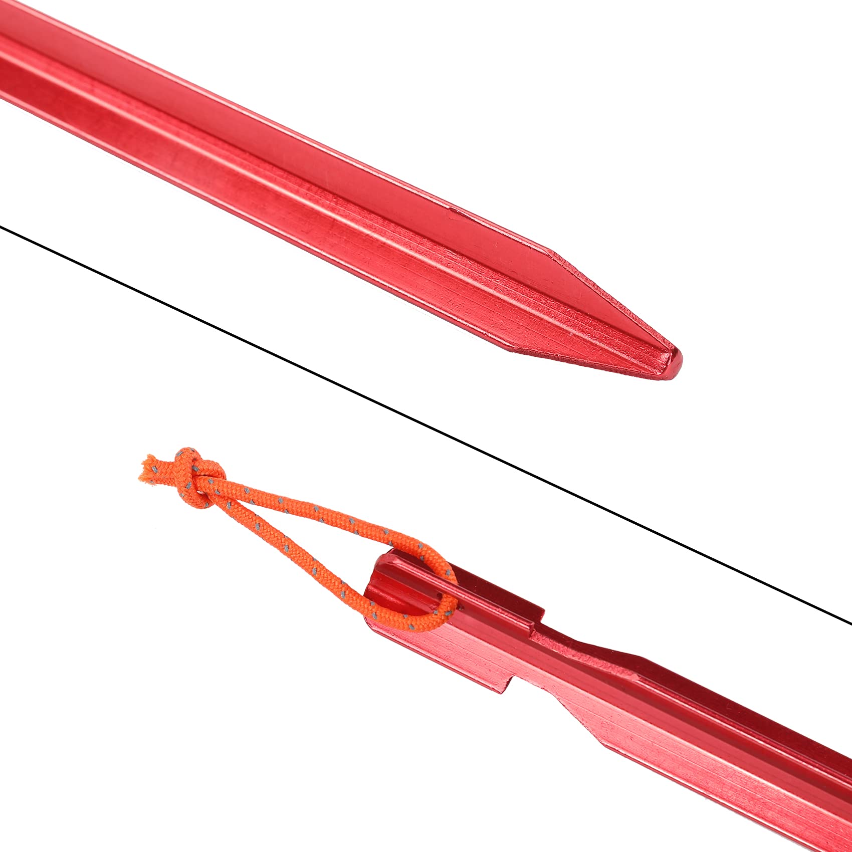 Clostnature Aluminum Tent Stakes - Heavy Duty Tent Pegs with Ropes, Ultralight Tent Stakes for Camping, Canopy(12pc Pack)