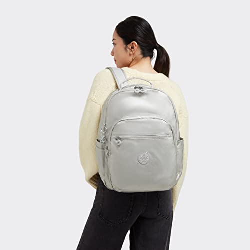 Kipling Women's Seoul 15" Laptop Backpack, Durable, Roomy with Padded Shoulder Straps, Bag, Bright Metallic, One Size