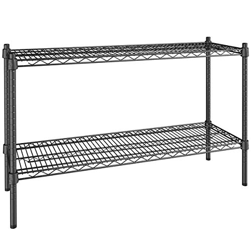 Pro&Family 14"(inch.) x 42"(inch.) NSF Certified Black Epoxy 2-Shelf Kit with 27"(inch.) Posts. Kitchen Storage, Cabinet Shelf Organizer. Perfect for Home, Commercial, Garage