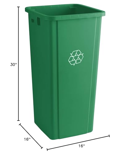 PRO&Family 92 Qt. / 23 Gallon / 87 Liters Green Square Recycle Bin. Trash Bin Kitchen Garbage Can Waste Basket Recycle Bin