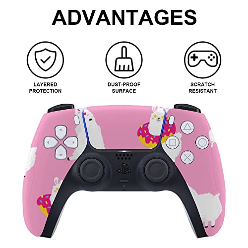 Funny Cute Llamas Full Protective Skin Cover Design Wrap Decal Sticker Compatible with PS5 Digital Edition Console and Controller