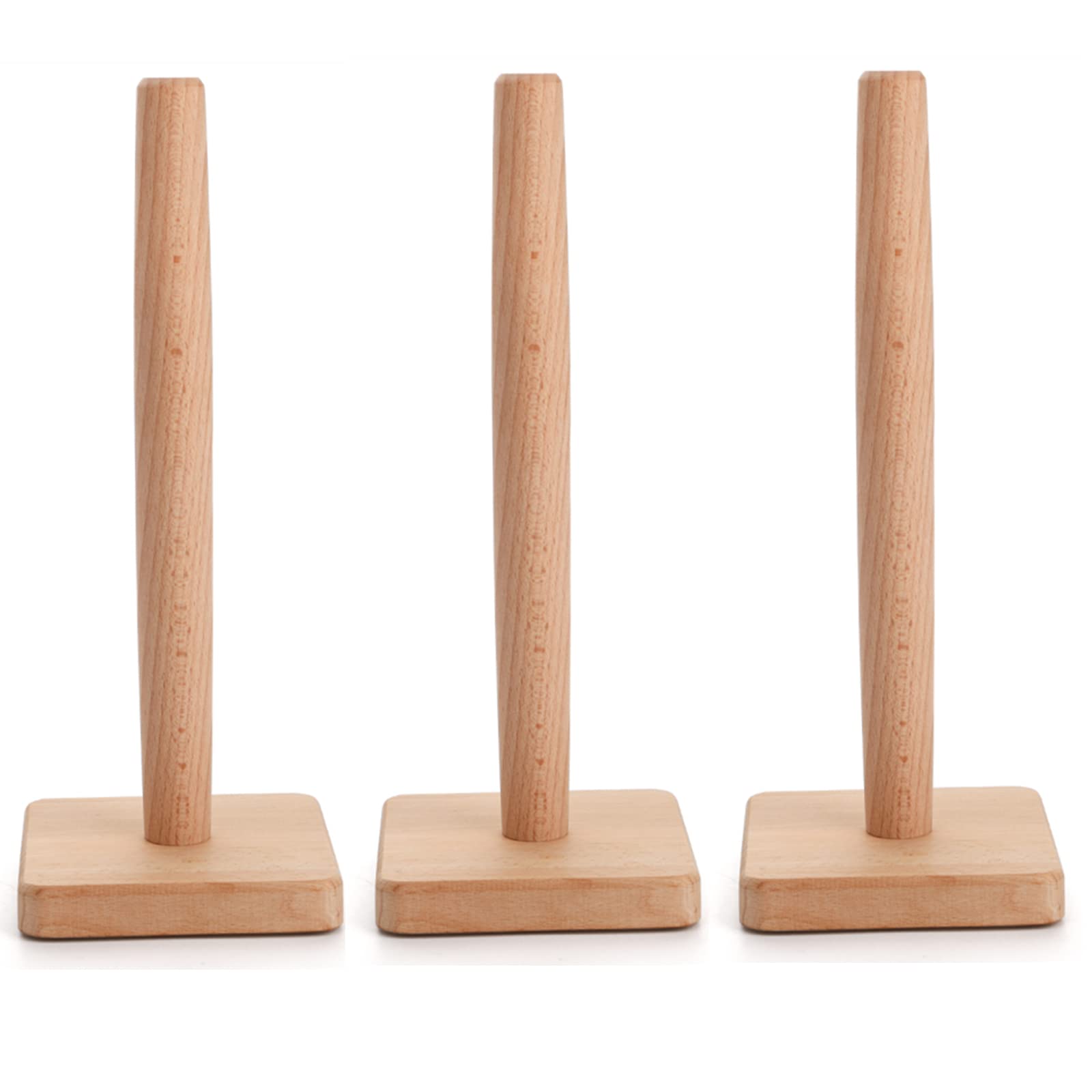 Dicunoy 3 Pack Wood Paper Towel Holder, Farmhouse Countertop Paper Towel Holder, Tissue Roll Stand Rack Paper Hanger Organizer for Kitchen, Bathroom, Living Room, Bedroom, Scrunchies Holder Stand