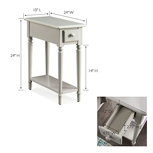 Leick Home 20017-GR Coastal One Drawer Narrow Side Table with Shelf, Greige