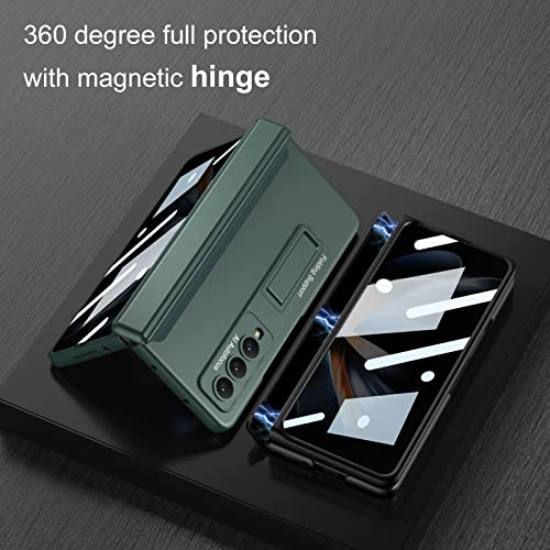 Libeagle Compatible with Samsung Galaxy Z Fold 4 Case [Built-in Privacy Screen Protector][Magnetic Hinge Protection][Adjustable Kickstand][Wireless Charging][Thin & Slim] Cover 5G 2022-Black