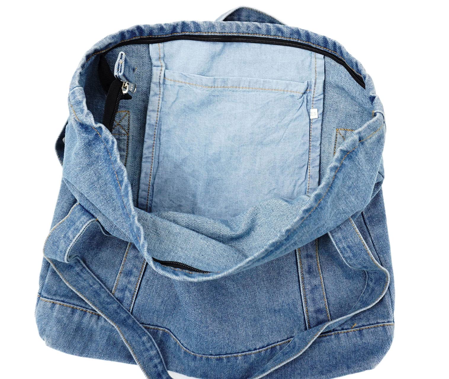 YunZh Denim Tote Bag Casual Style Lightweight Classic Retro Travel Shopper Shoulder Handbag