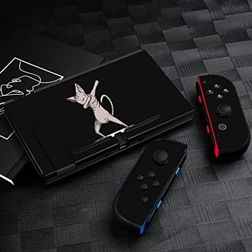 Funny Dabbing Sphynx Cat Decal Stickers Cover Set Full Wrap Skin for Switch Protection Faceplate Sticker for Switch
