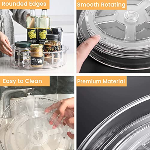 vacane Clear 10" Lazy Susan Organizer, Plastic Lazy Susan Turntable for Cabinet Rotating Pantry Lazy Susan Cabinet Organizer, Refrigerator, Bathroom Makeup Perfume Organizer