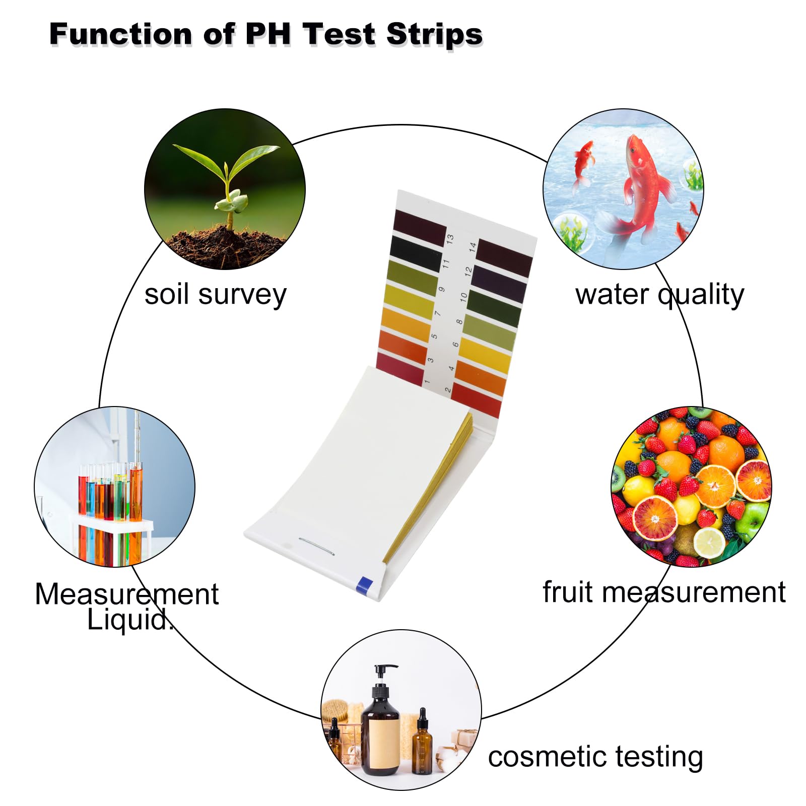 Honbay 10 Pack 800 Pieces PH Test Strips Universal Litmus Indicator Full Range 1-14 pH Testing Paper Universal pH Test Litmus Paper pH Testing Strips for Water Wine Saliva Urine Soil Food Fish Tank
