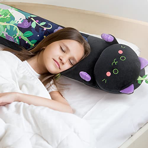 Mewaii Long Cat Plush Kawaii Body Pillow, 20β Cute Black Cat Stuffed Animals Soft Plushies, Kitten Plush Throw Pillow Doll Big Plush Toys Gift for Girlfriend