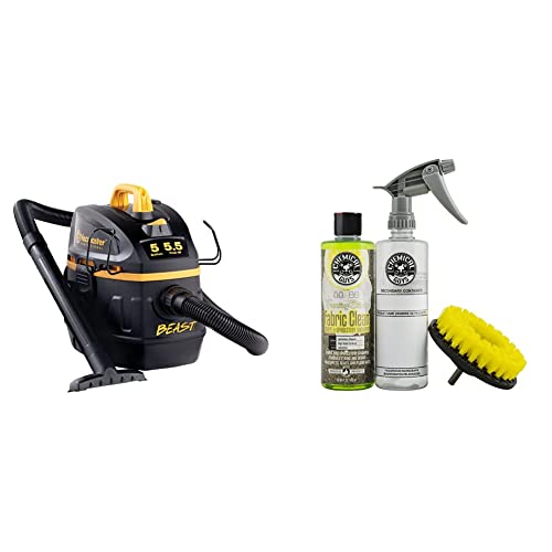 Vacmaster Professional - Professional Wet/Dry Vac, 5 Gallon, Black & Chemical Guys Easy-to-Use Drill Brush Carpet & Upholstery Fabric Cleaning Kit 16 oz