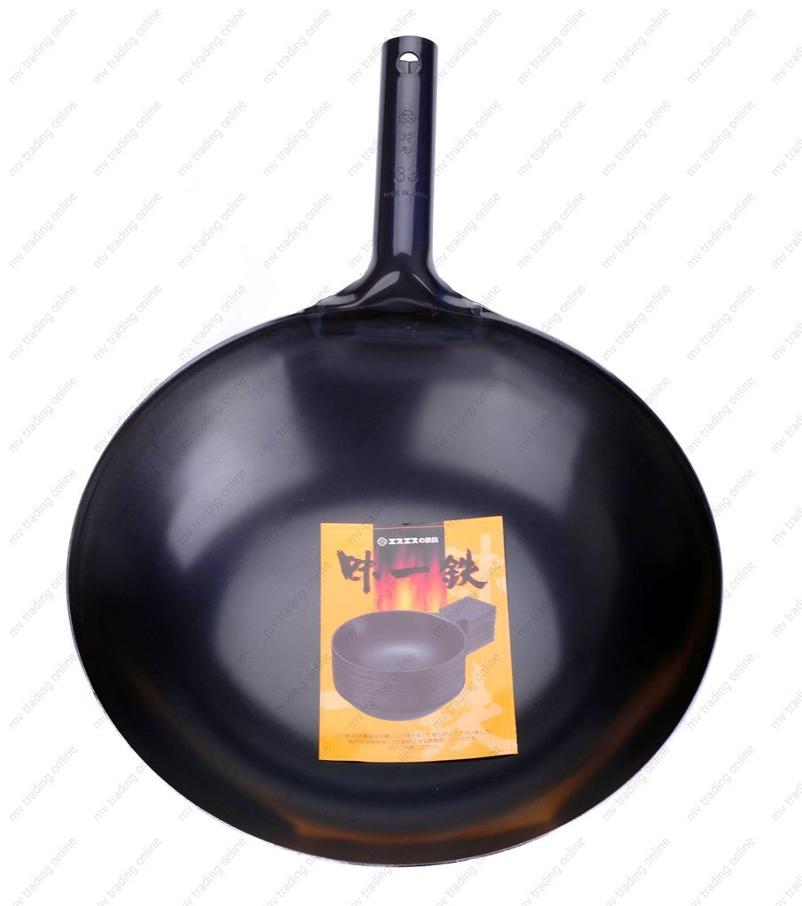 M.V. Trading JPIW30 Japanese Iron Pow Wok Heavy Duty Iron with Commercial Grade Handle, 30cm (11-Inches)