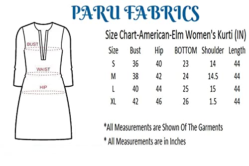 Paru Fabrics Women's Cotton Printed Straight Embroidery Kurti with Pant (L) Pink