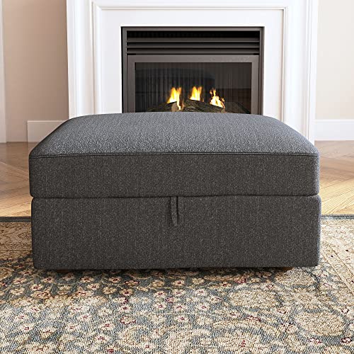 HONBAY Middle Seat Module Storage Ottoman Module for Oversized Modular Sectional Sofa Customizable Modular Couch, Middle Seat/Ottoman Module, Dark Grey