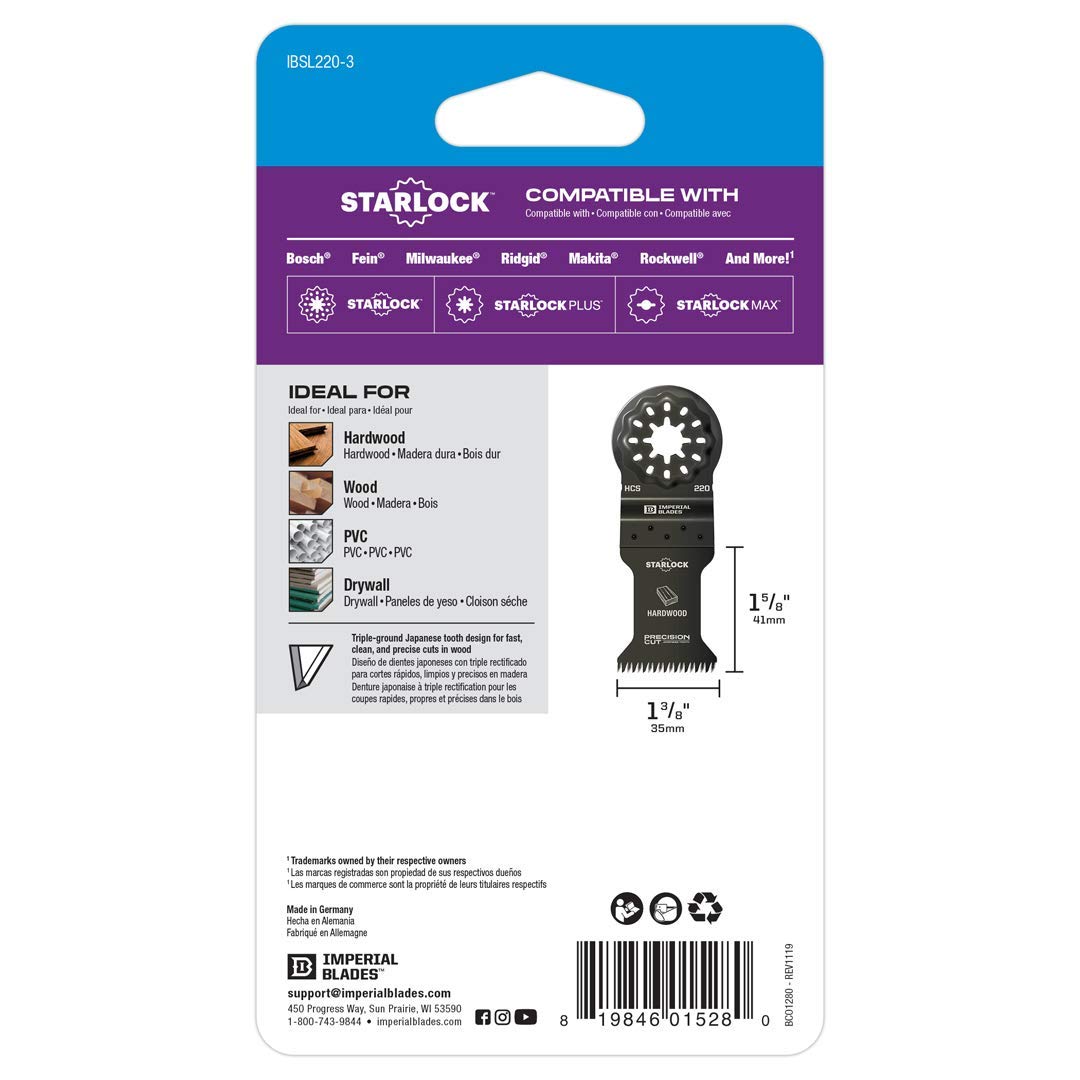 Starlock™ 1-3/8" Japanese Tooth Hardwood Oscillating Multi-Tool Blade, 10PC (Fits: Bosch and Fein. Also fits non-Starlock multi-tools: Milwaukee, Ridgid, Makita, Rockwell and more)