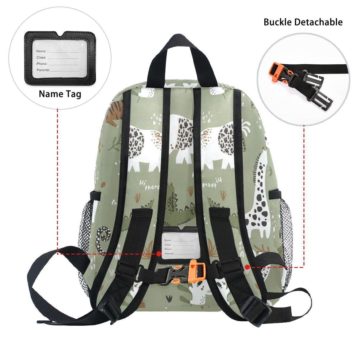 CHIFIGNO Toddler Backpack Jungle Tiger Koala Animals Green Preschool Bag Small Backpack for Girls Boys Kindergarten Elementary Junior Primary