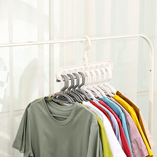 White Magic Hangers Space Saving Clothes Hangers,Closet Organizers and Storage,Smart Space Saver Sturdy Plastic Hangers with 9 Holes for Heavy Clothes,College Dorm Room Essentials for Wardrobe 5 Pack