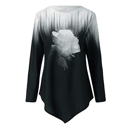 Tops for Women, FAPIZI Women Autumn Long Sleeve O Neck Strip Print Tunic Tops Irregular Hem Casual Loose T-Shirt Blouse