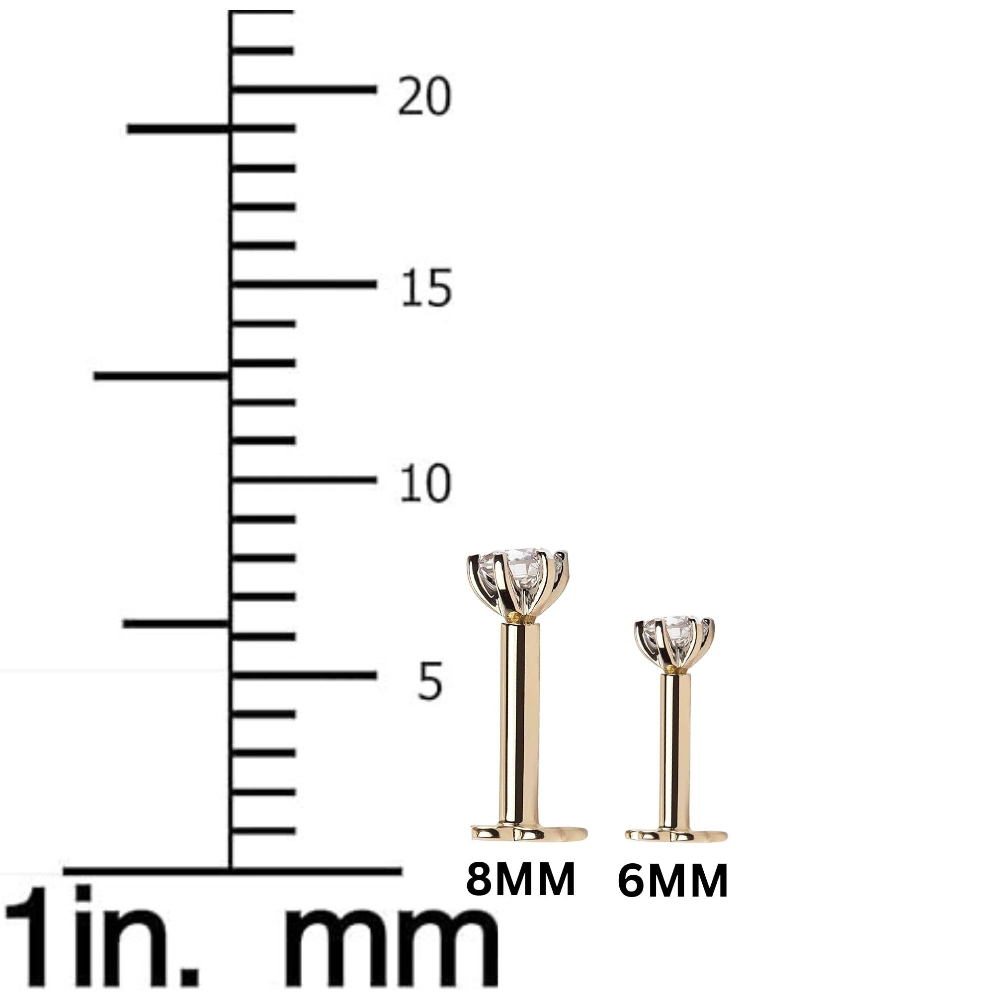 Demira Natural Diamond (0.02-0.16ct) Nosepin in 14K Gold in 6MM Post. nose pin, lip labret, or Monroe ring. (Yellow Gold, 0.02ct Diamond)