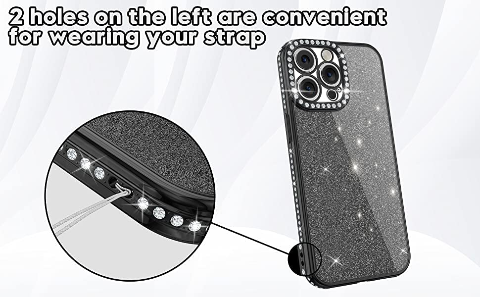 MINSCOSE Compatible with iPhone 13 Pro Max Case,Luxury Glitter Rhinestone Bling Diamond Sparkle Shiny Bumper and Camera Lens Design Clear Phone Case for Women Girls-Gold