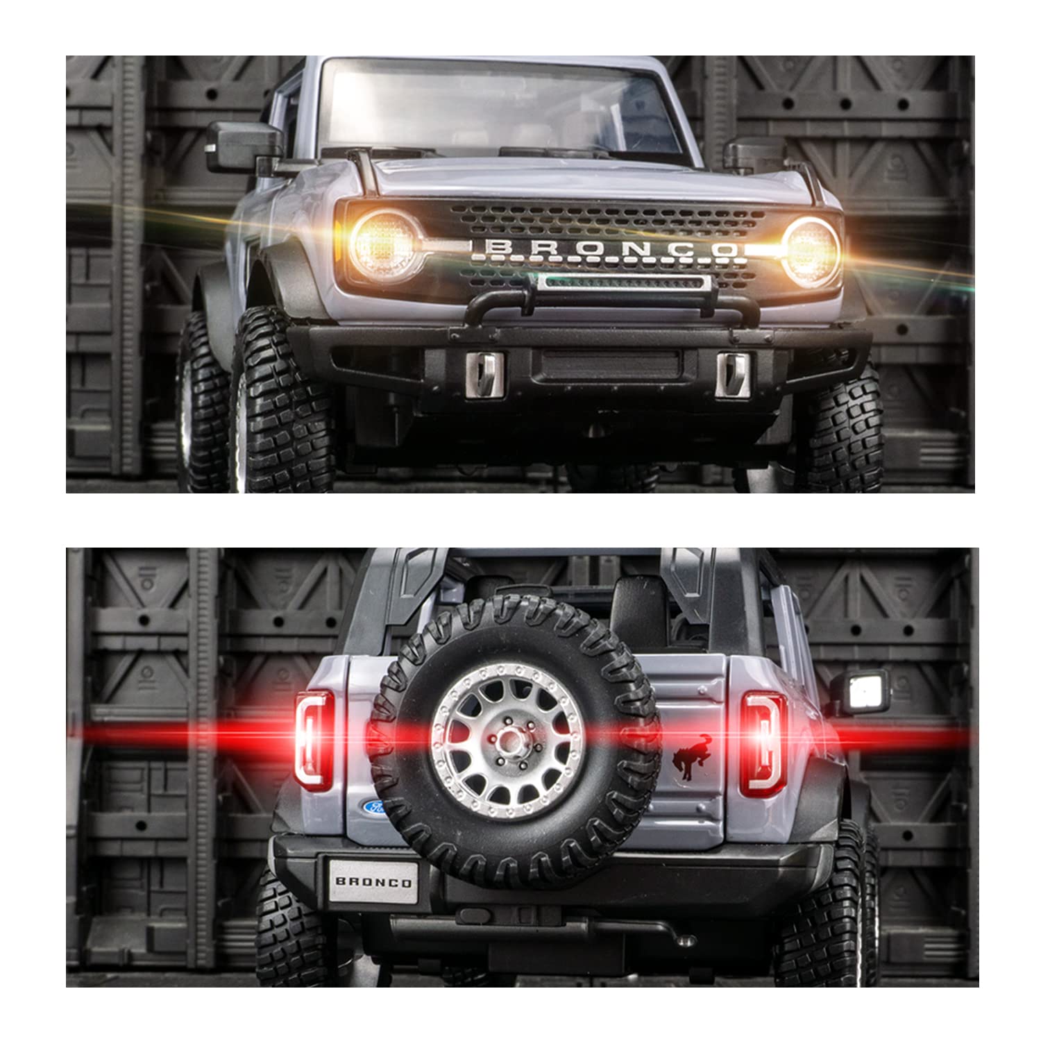 Diecast Car Ford Bronco 1:24, Mental Toy Cars Diecast Model, Pull Back Car, Gifts for Boys Adults, White