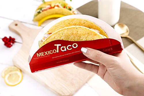 Disposable Taco Holder Taco with Recipes E-BOOK - Perfect For Party and Take Out Restaurant - Durable Paperboard Taco Rack -50 Pack