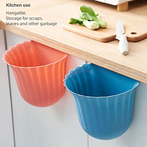 KAYKAI 2 PCS Hanging Trash Can Kitchen Compost Bin,Under Sink Trash Can Wall Mounted Food Waste Bin,Over-Cabinet Garbage Trash Can for Collecting Food Scraps,White&Green