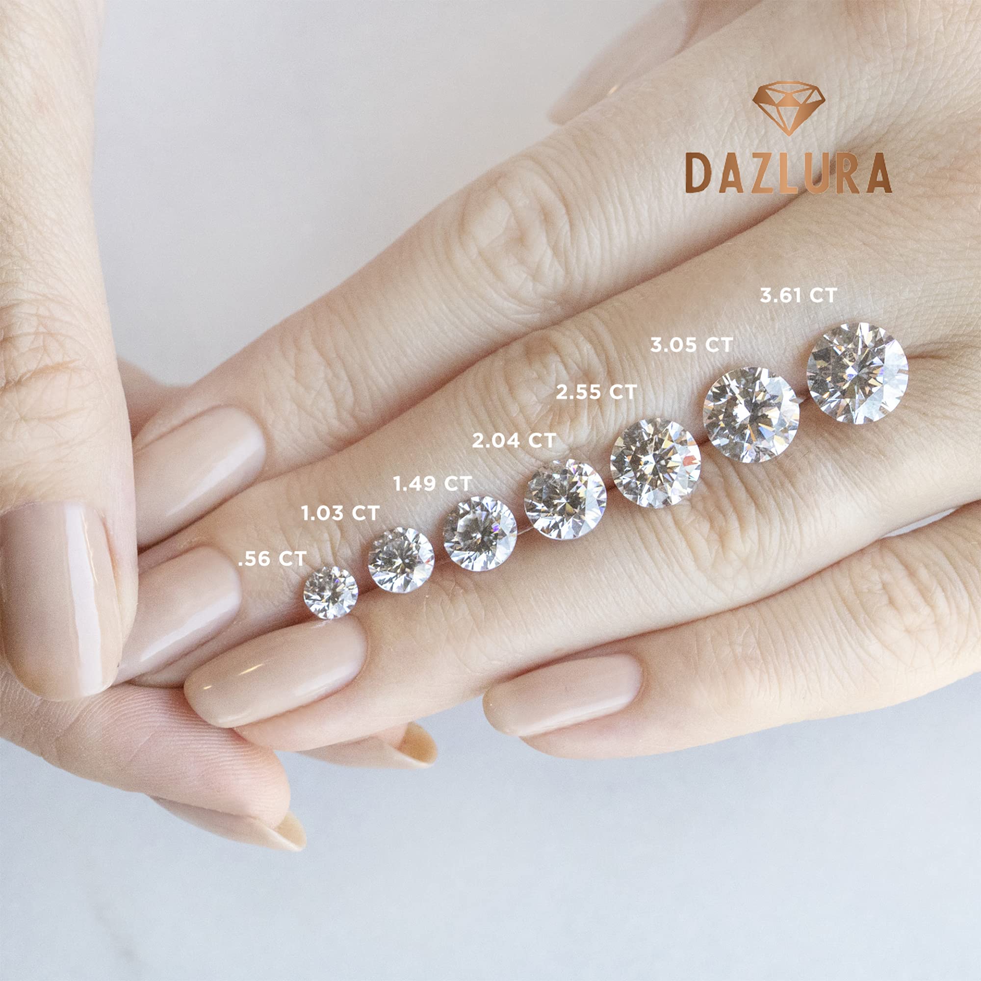 Dazlura 3 Stone Engagement Ring With Accents In 925 Sterling Silver Moissanite Round Cut White VVS Clariry Diamond Solitaire Ring Set With Wedding Eternity Band - 12.5 Bridal Ring Set