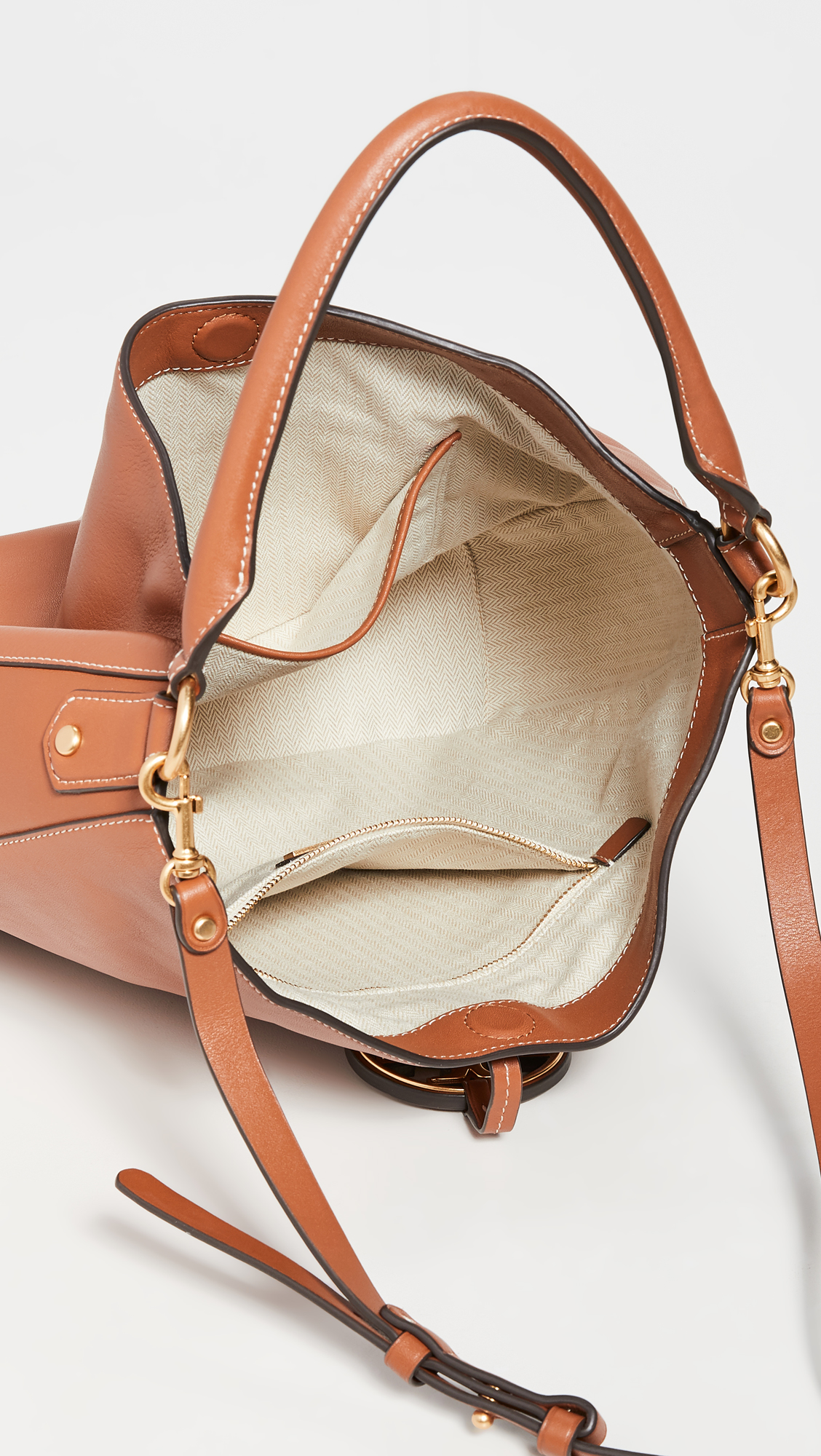 Tory Burch Women's Miller Metal Slouchy Hobo Bag, Aged Camello, Tan, One Size