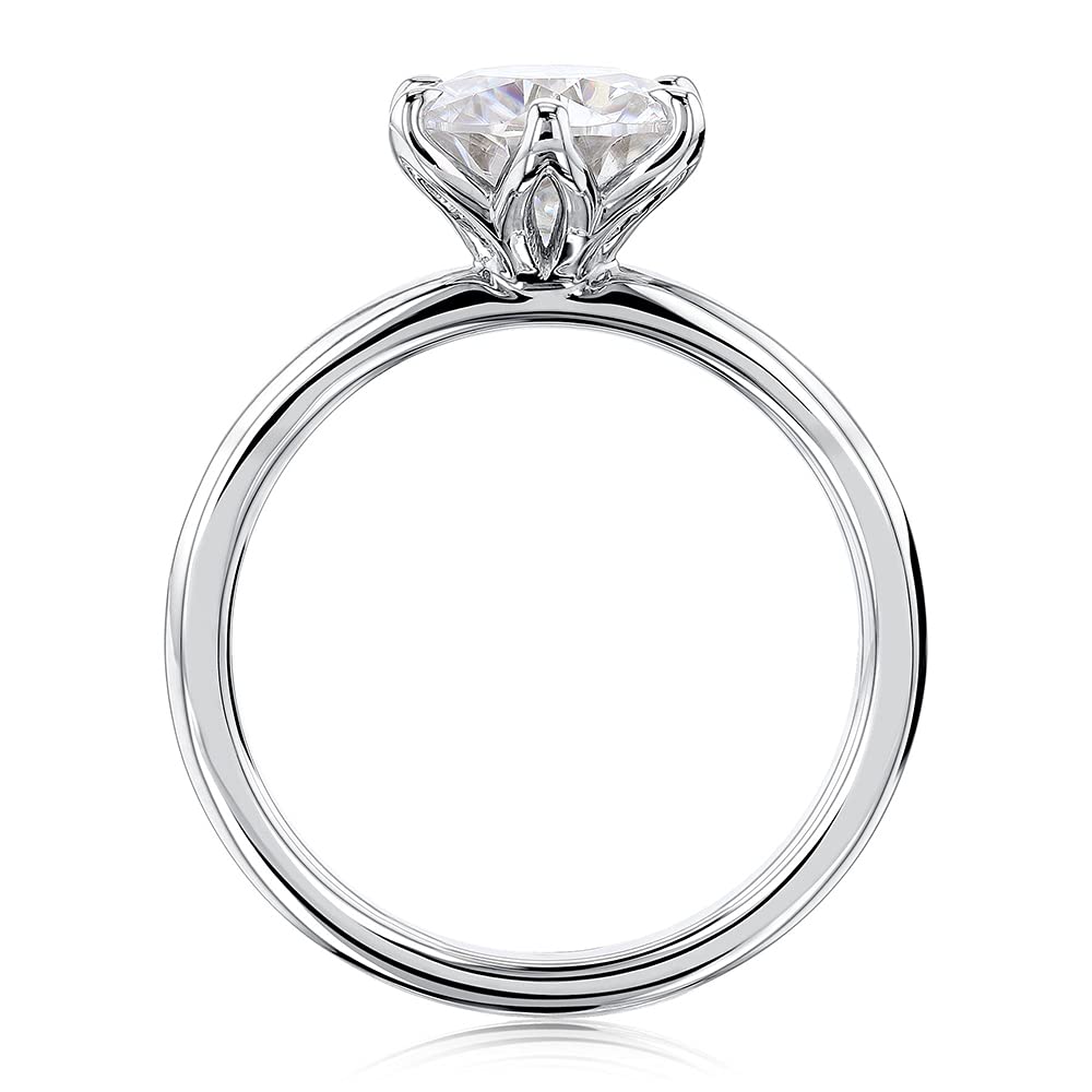 Dazlura Moissanite Round Cut Colorless Wedding Bridal Set 925 Sterling Silver 8.5MM Engagement Solitaire Ring with Band (6.5)
